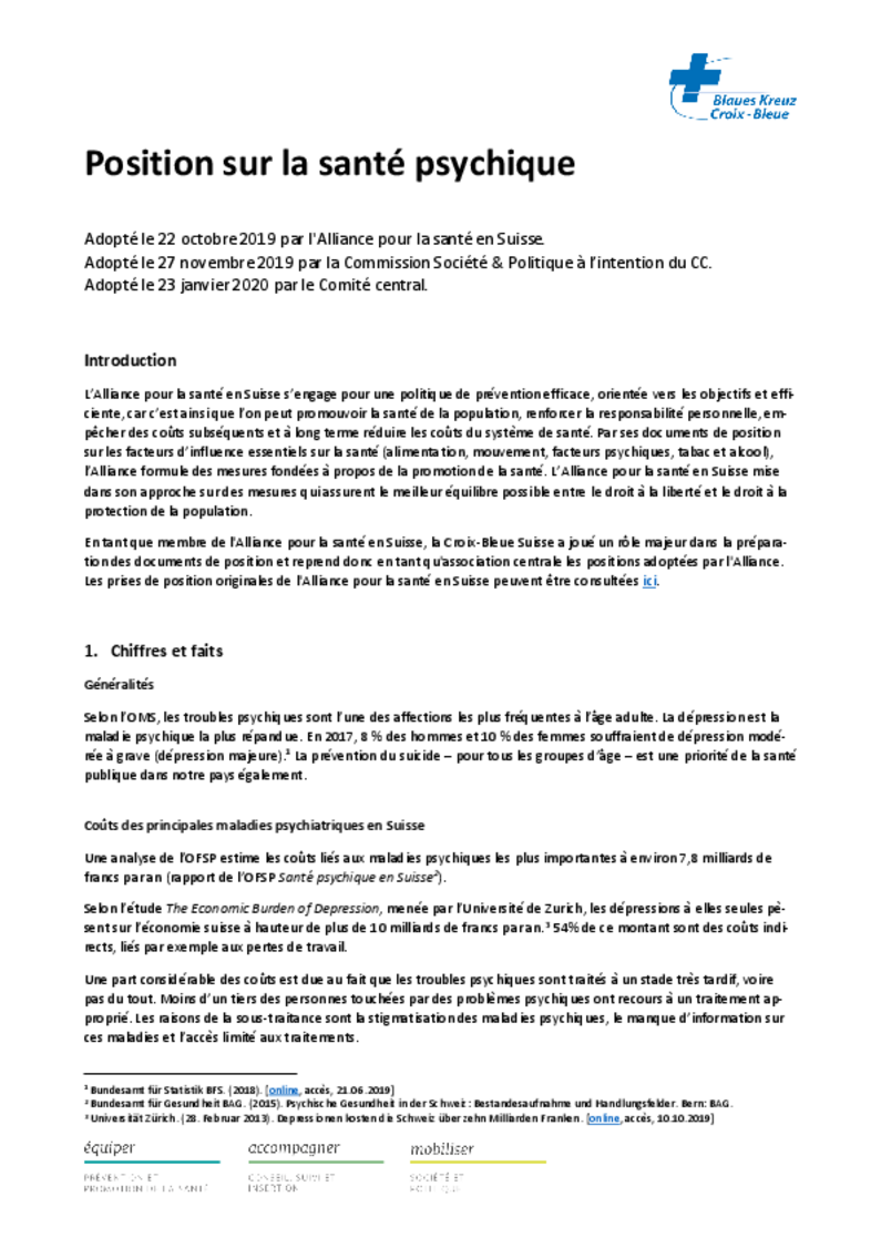 Nos positions – Croix-Bleue Suisse